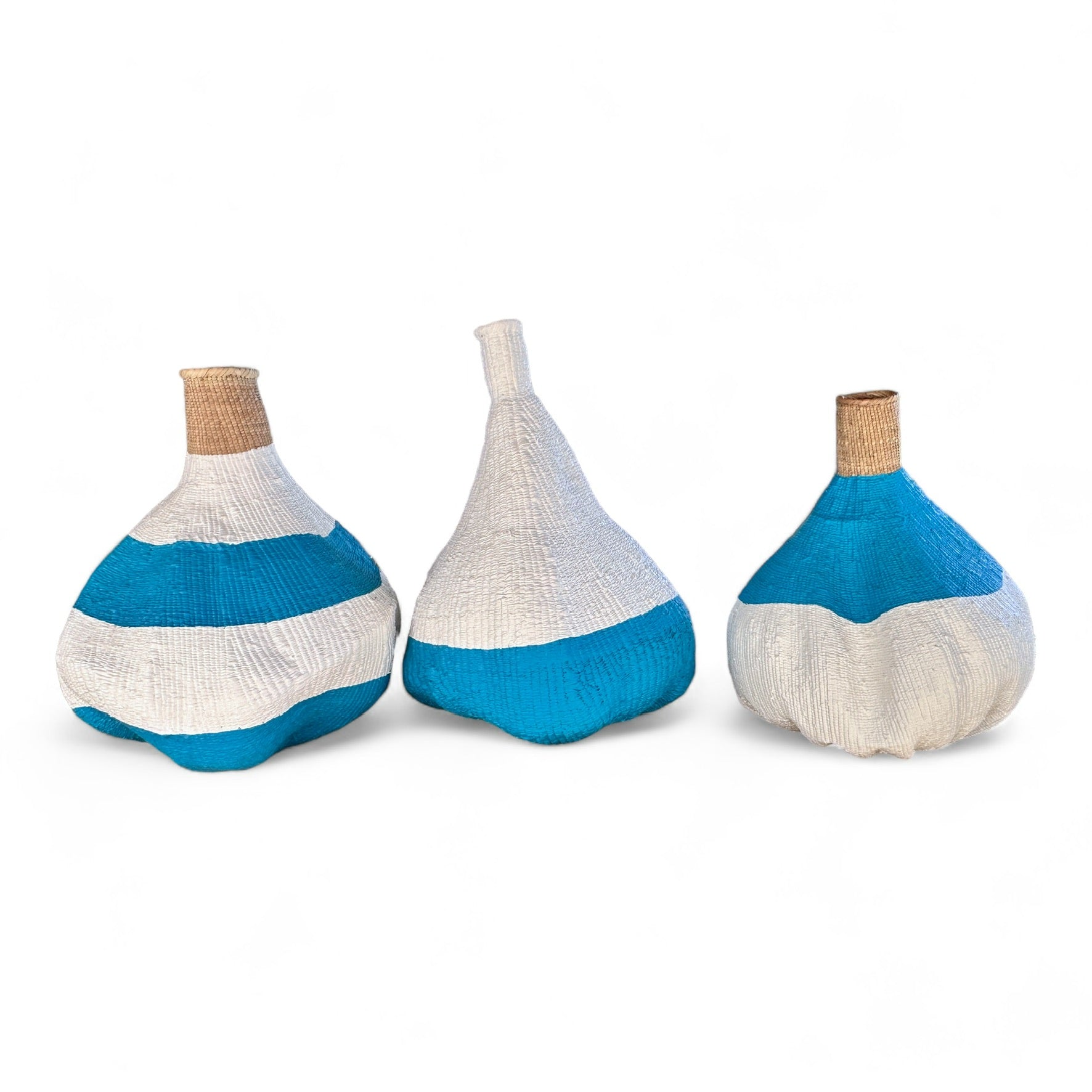 Garlic Gourds/Baskets - White/Blue