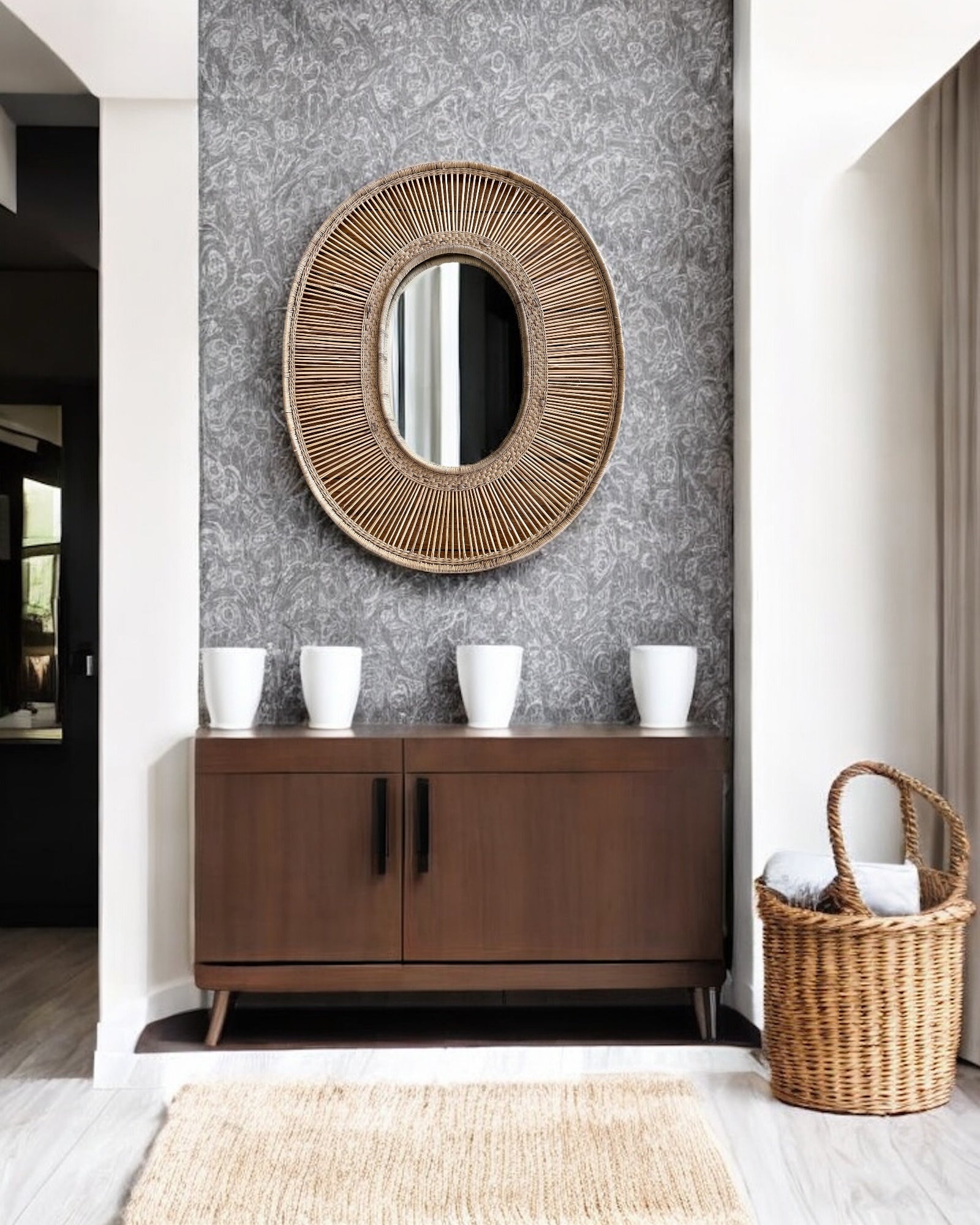 Malawi Mirror XL 1m | Large Handwoven Wall Mirror