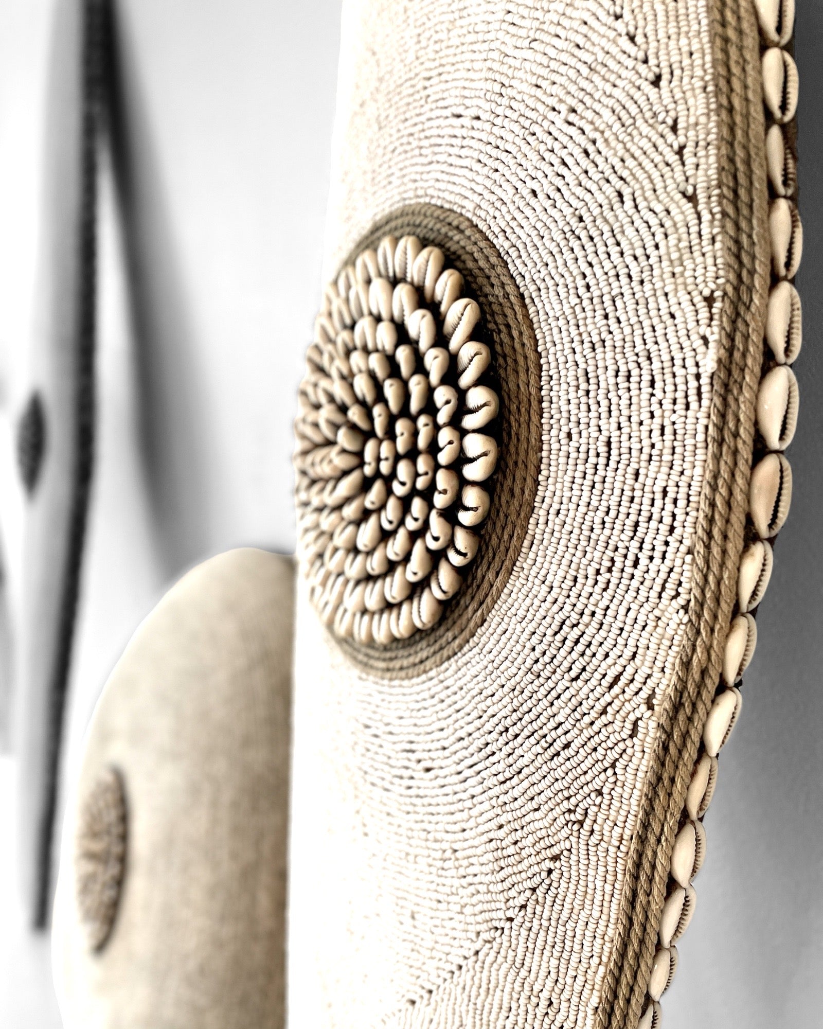 African Beaded Shield - White Long
