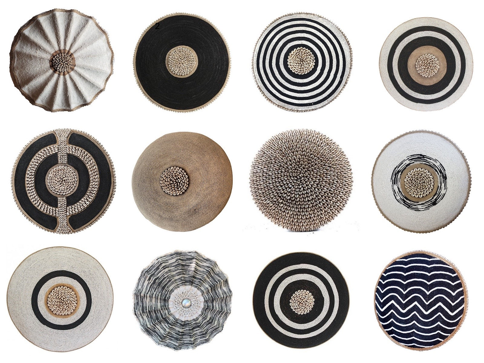 African Beaded Shield - Bulls Eye B/W Ring